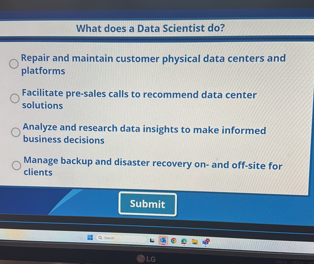 What does a Data Scientist do? Repair and | StudyX