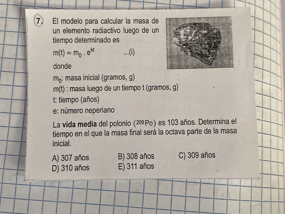 El modelo para calcular la masa de un | StudyX