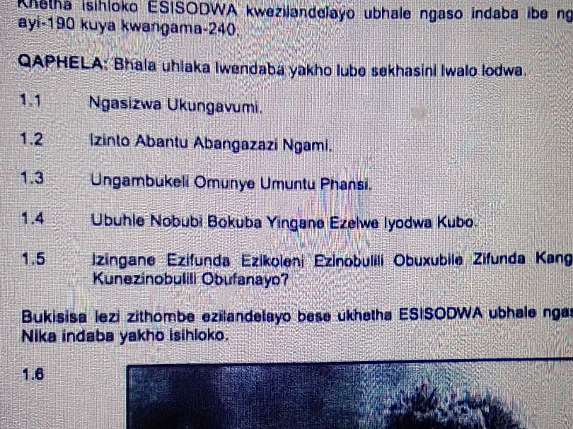 Khetha isihloko ESISODWA kwezilandelayo