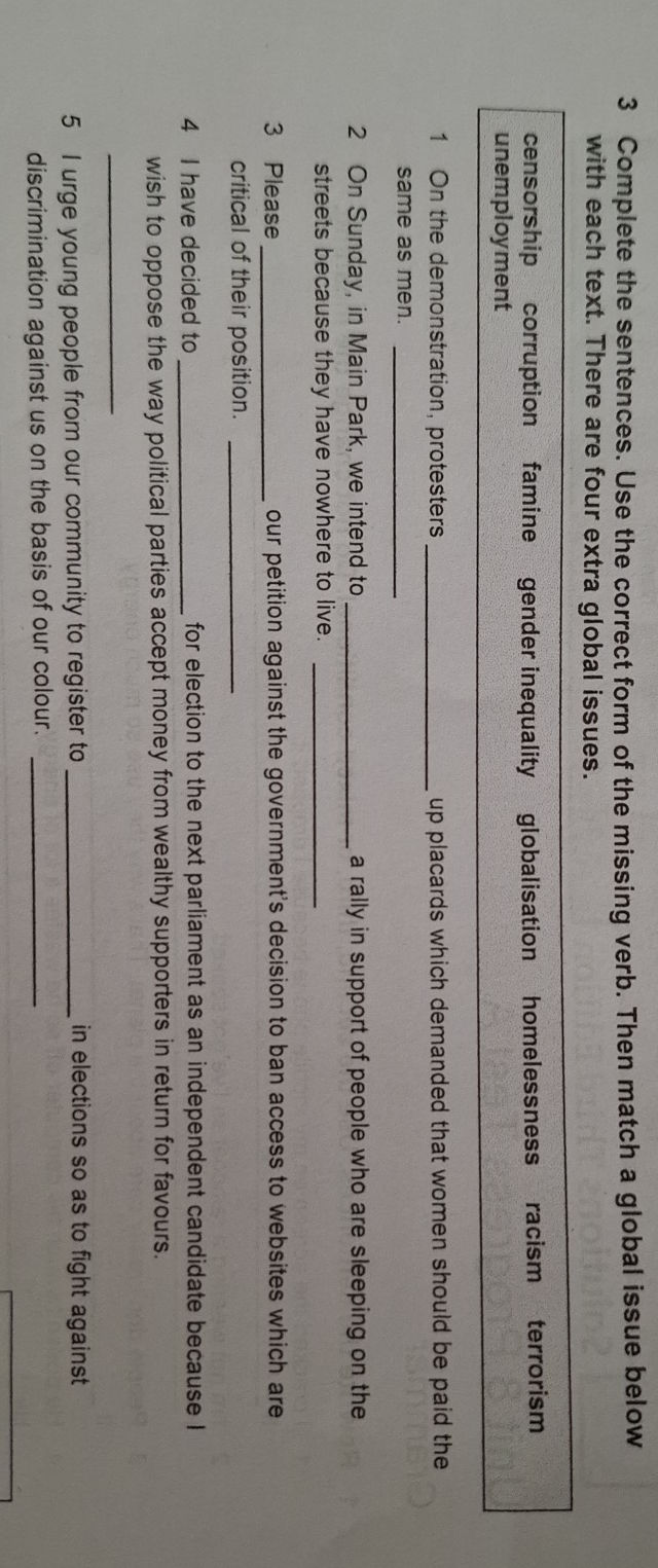 3 Complete the sentences. Use the correct | StudyX