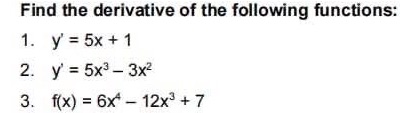 Find the derivative of the following | StudyX