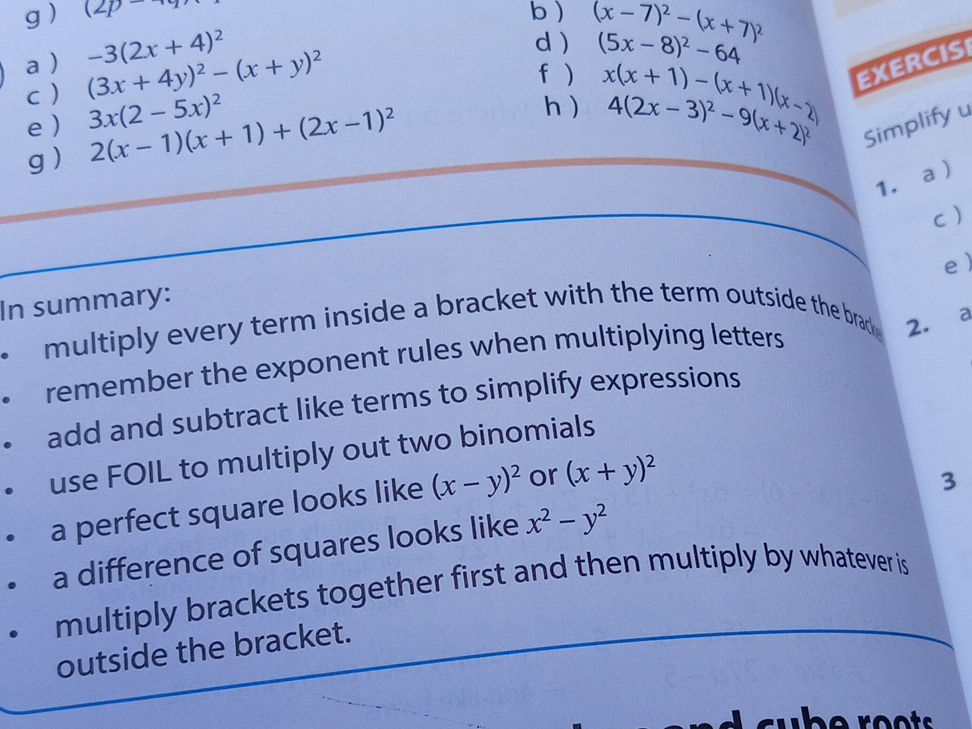 Simplify: a) $-3(2x+4)^2$ c) $(3x + 4y)^2 - | StudyX