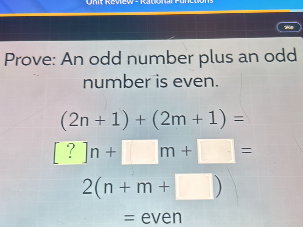 Prove: An odd number plus an odd number is | StudyX