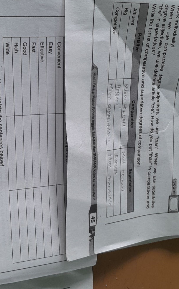 Work individually! When we use comparative | StudyX