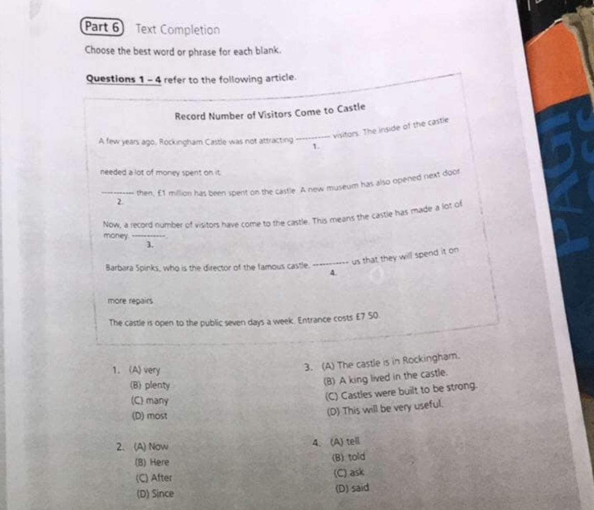Part 6 Text Completion Choose the best word | StudyX