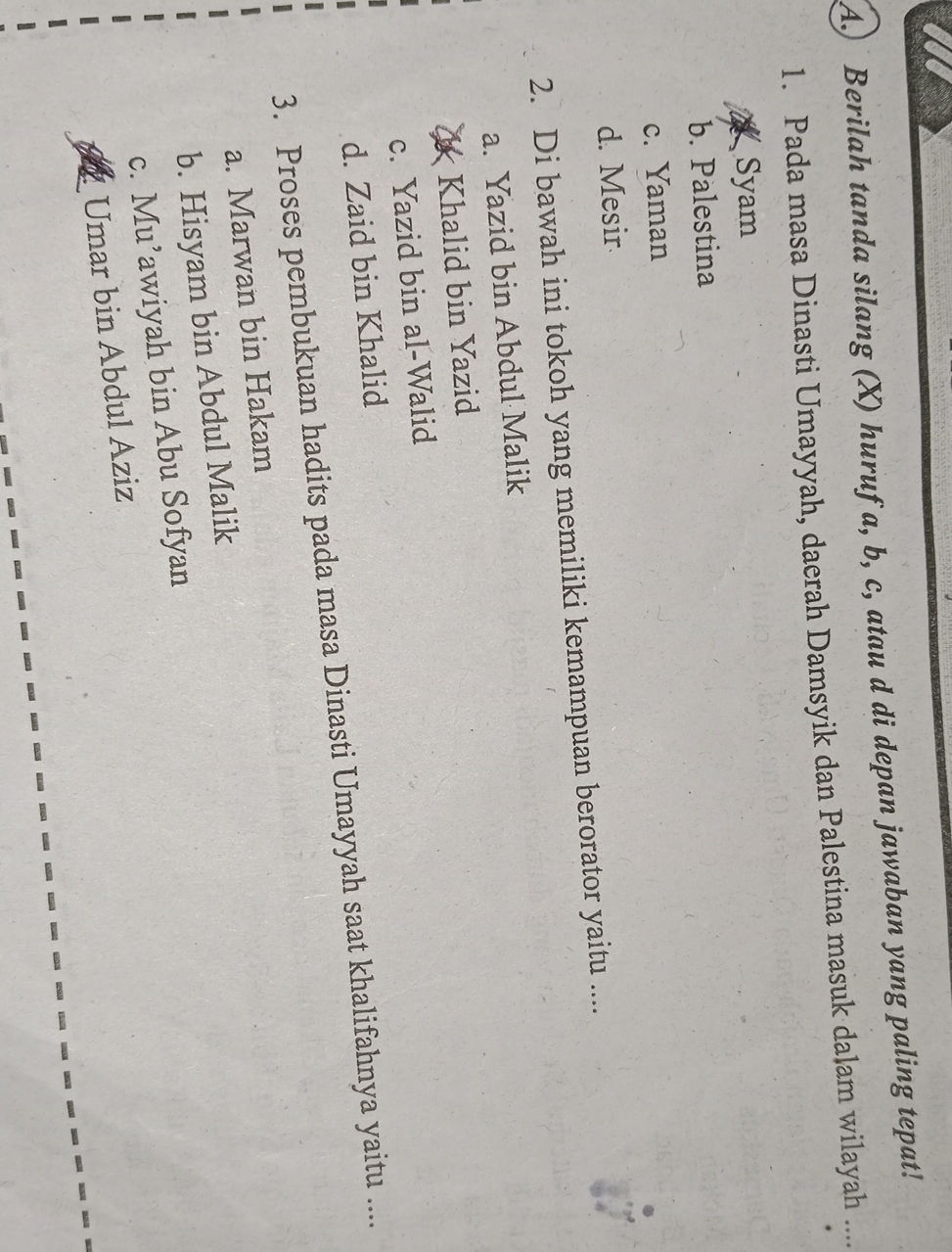 1. Pada masa Dinasti Umayyah, daerah Damsyik | StudyX