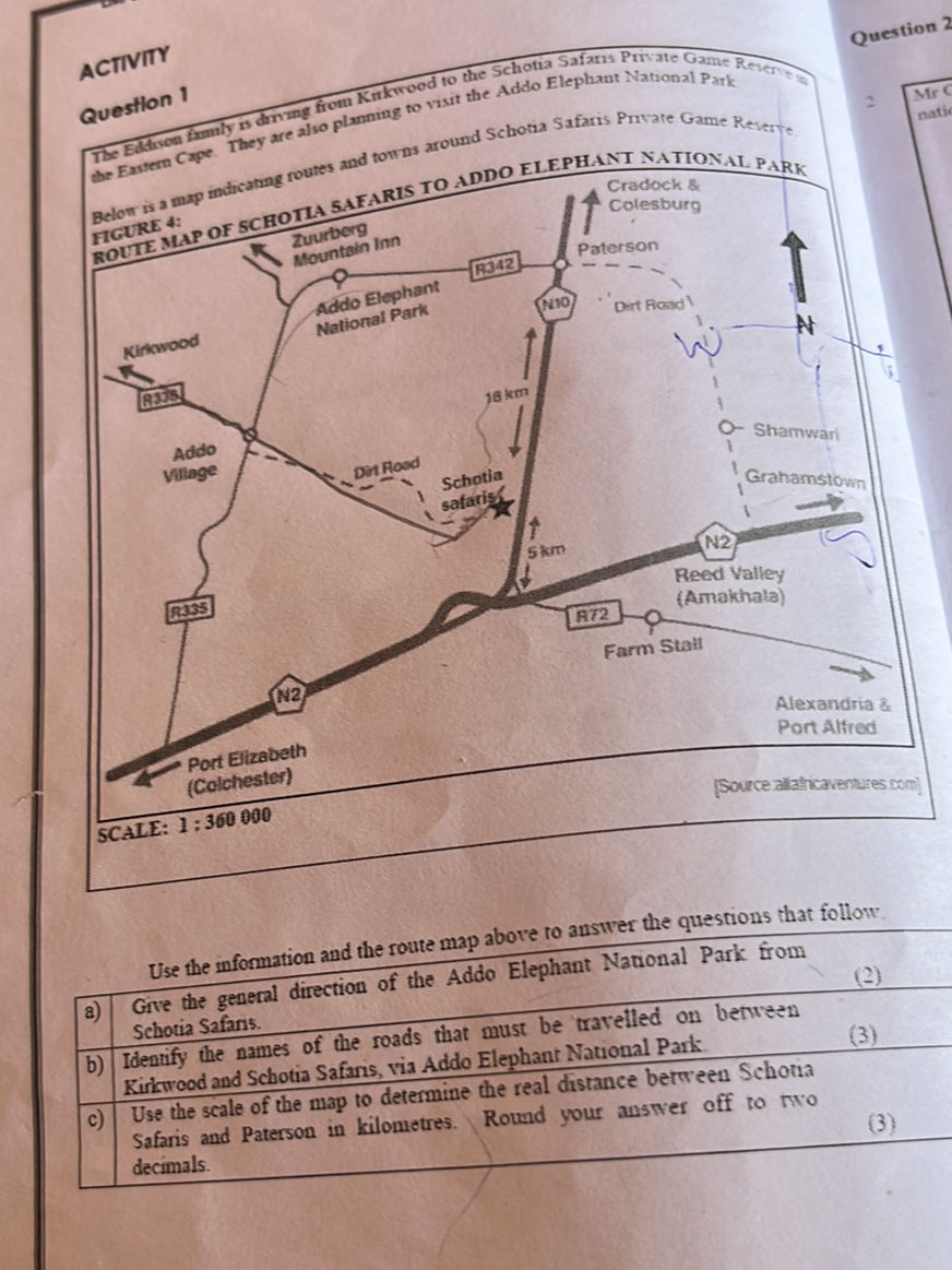 Use the information and the route map above | StudyX