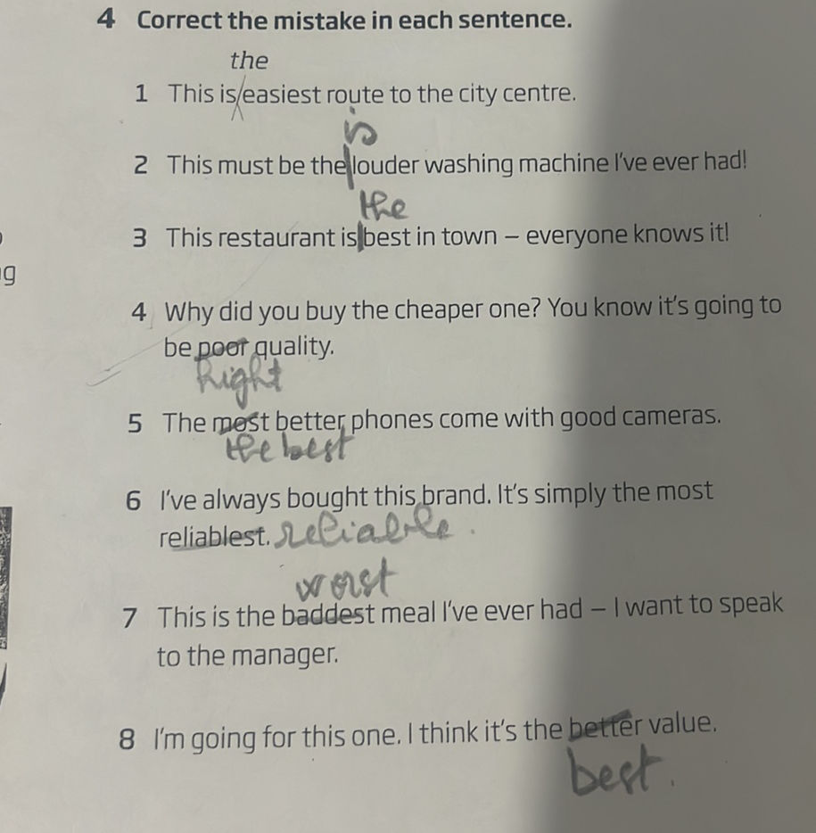 4 Correct the mistake in each sentence. 1 | StudyX