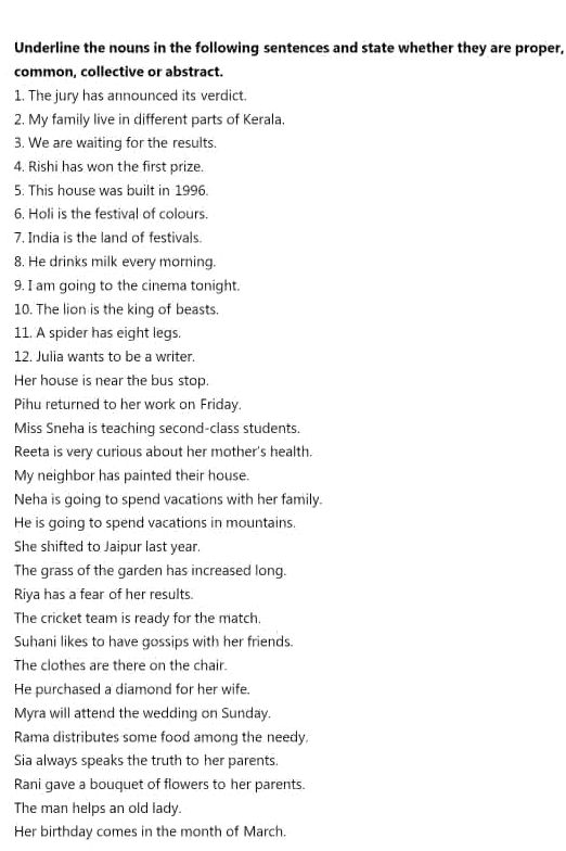 Underline the nouns in the following | StudyX