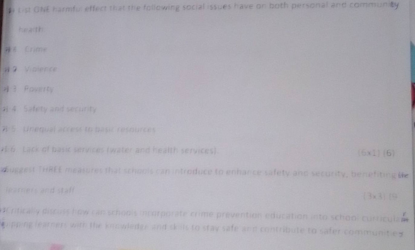 1. List ONE harmful effect that the | StudyX