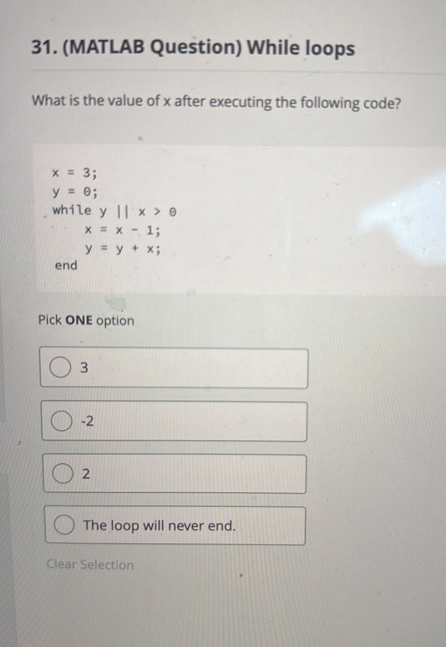 What is the value of x after executing the | StudyX