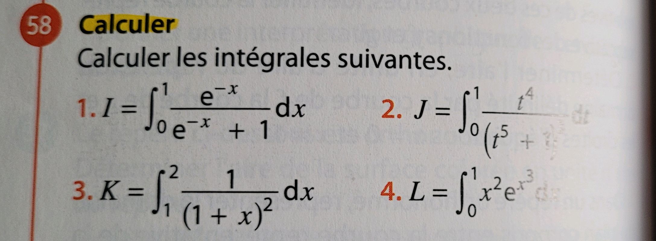 Calculer les intégrales suivantes. 1. $I = | StudyX