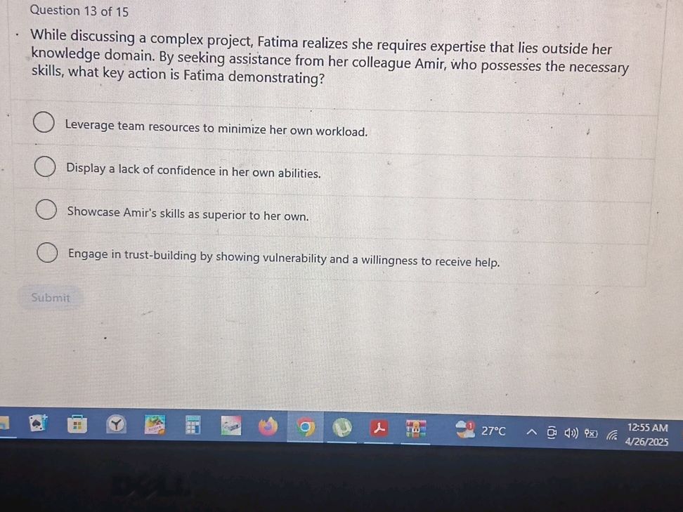 While discussing a complex project, Fatima | StudyX