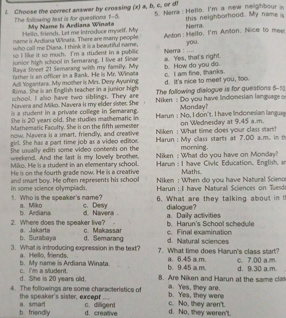 1. Who is the speaker's name? a. Miko b. | StudyX