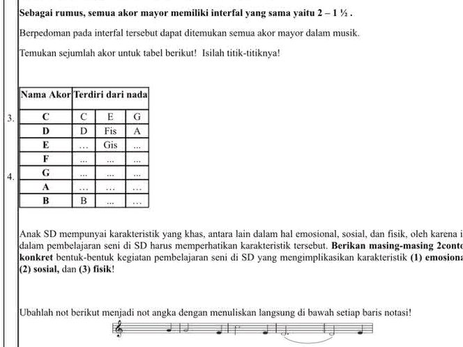 Sebagai rumus, semua akor mayor memiliki | StudyX