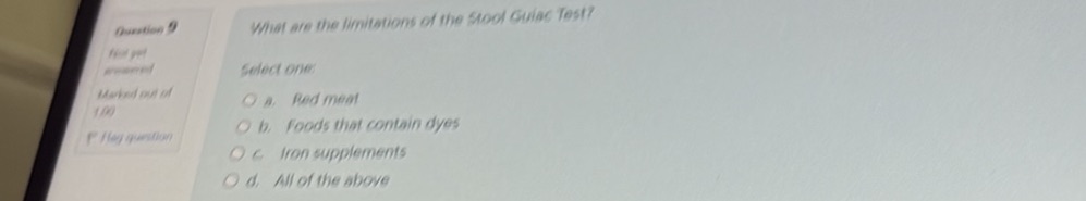 What are the limitations of the Stool Guiac | StudyX