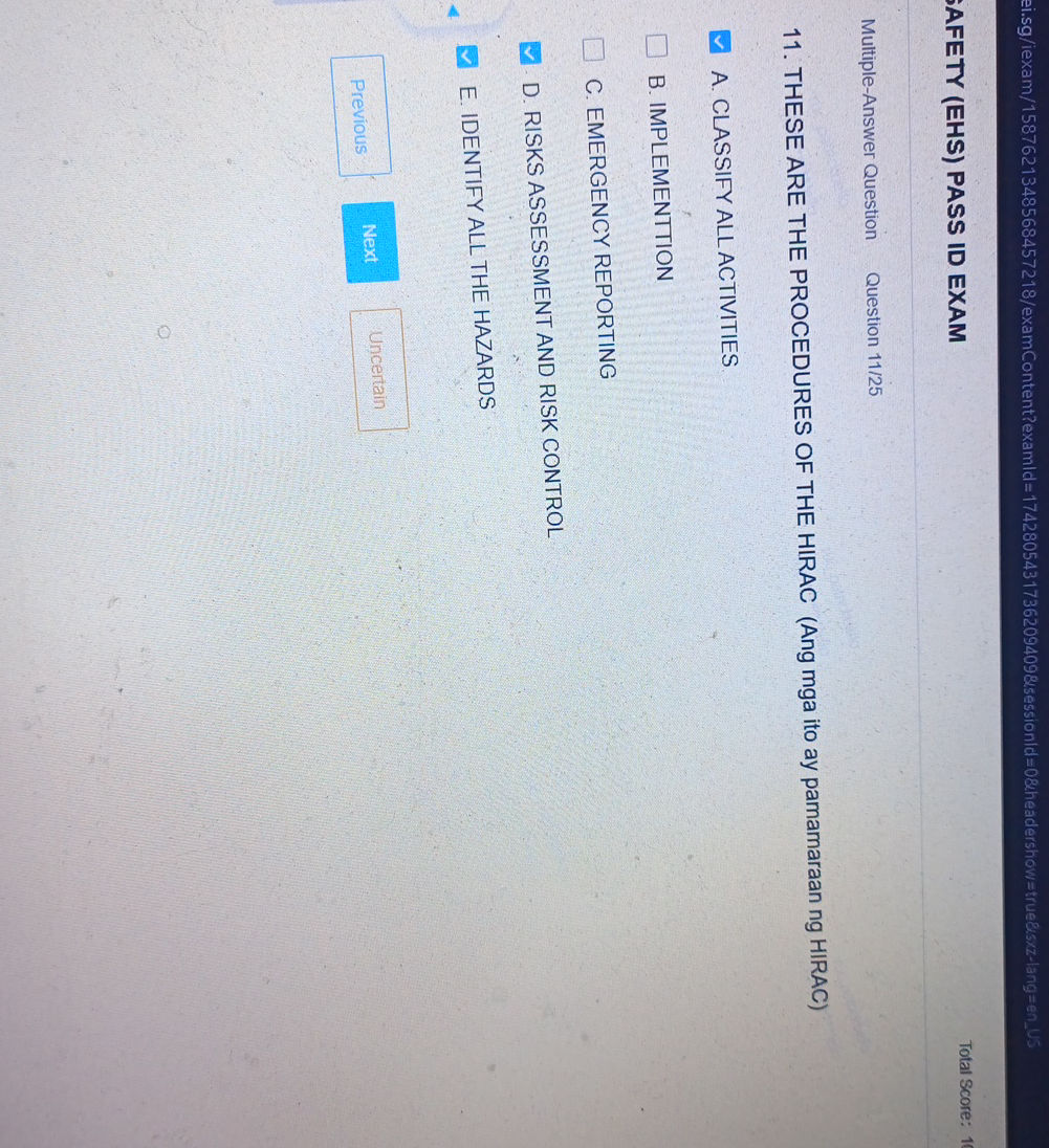 11. THESE ARE THE PROCEDURES OF THE HIRAC | StudyX