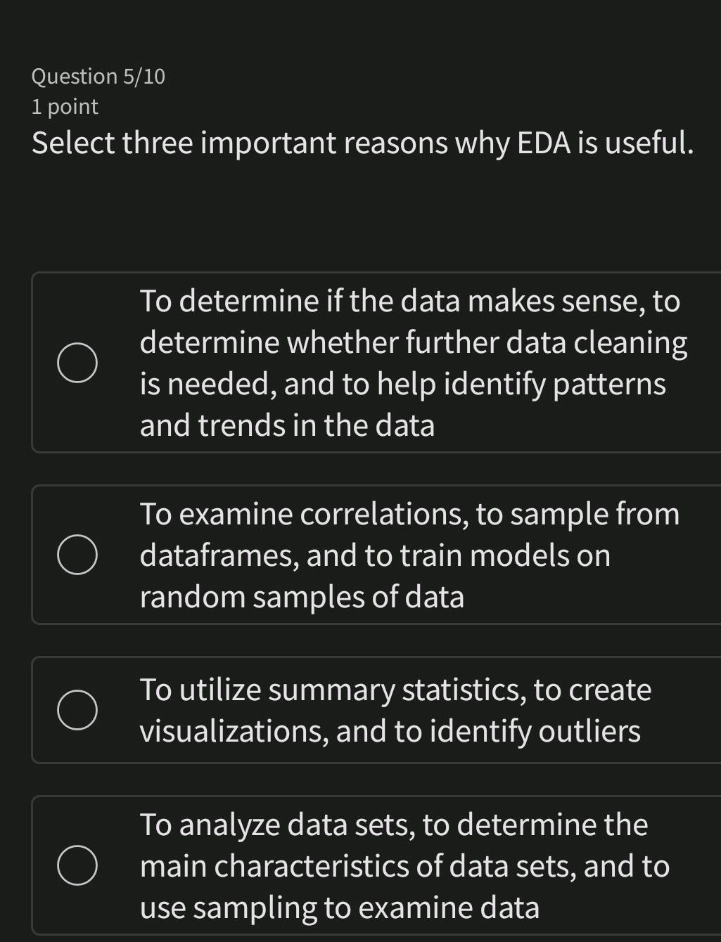 Select three important reasons why EDA is | StudyX