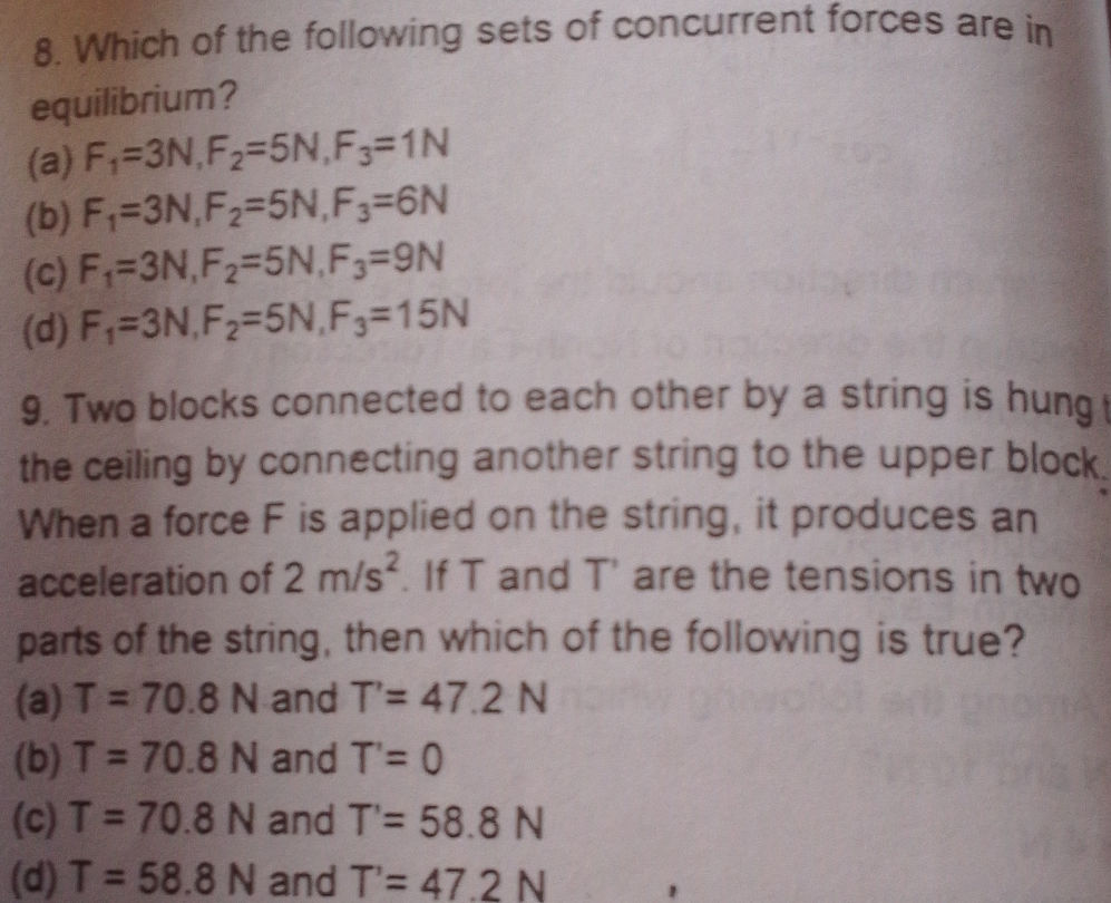 8. Which of the following sets of concurrent | StudyX