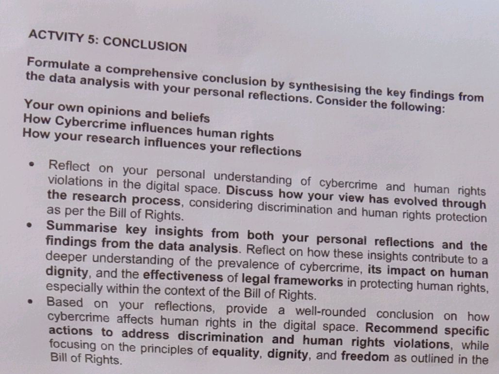 ACTVITY 5: CONCLUSION Formulate a | StudyX