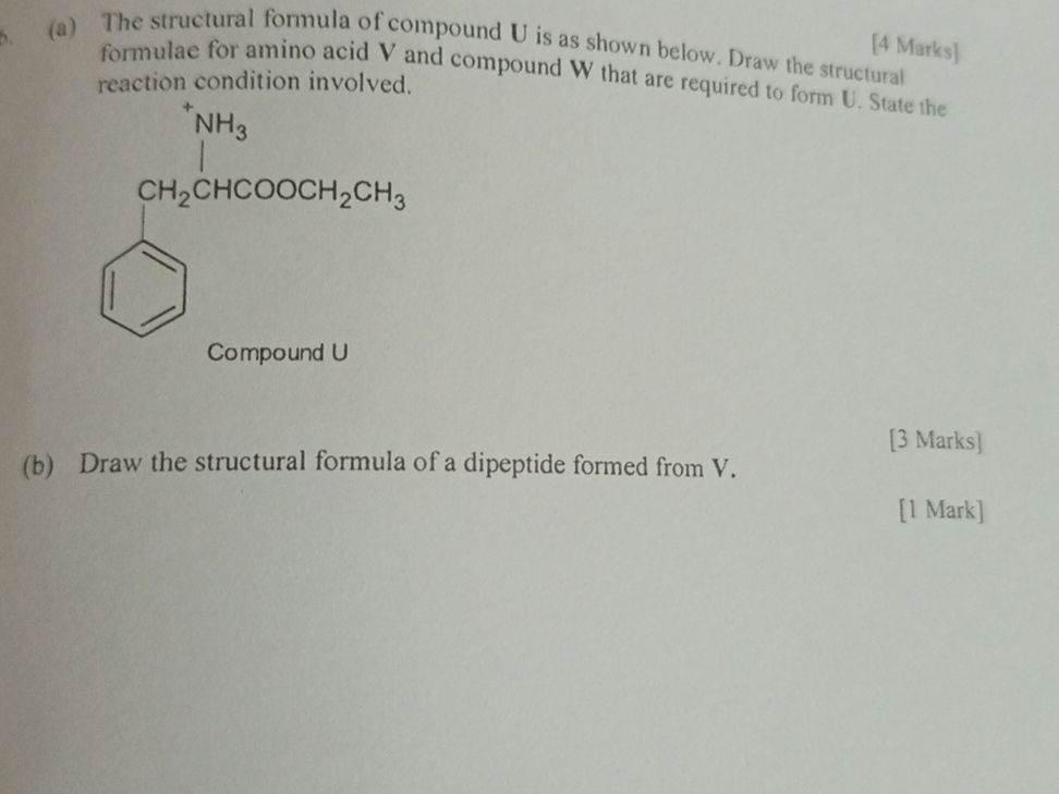 (a) The structural formula of compound U is | StudyX