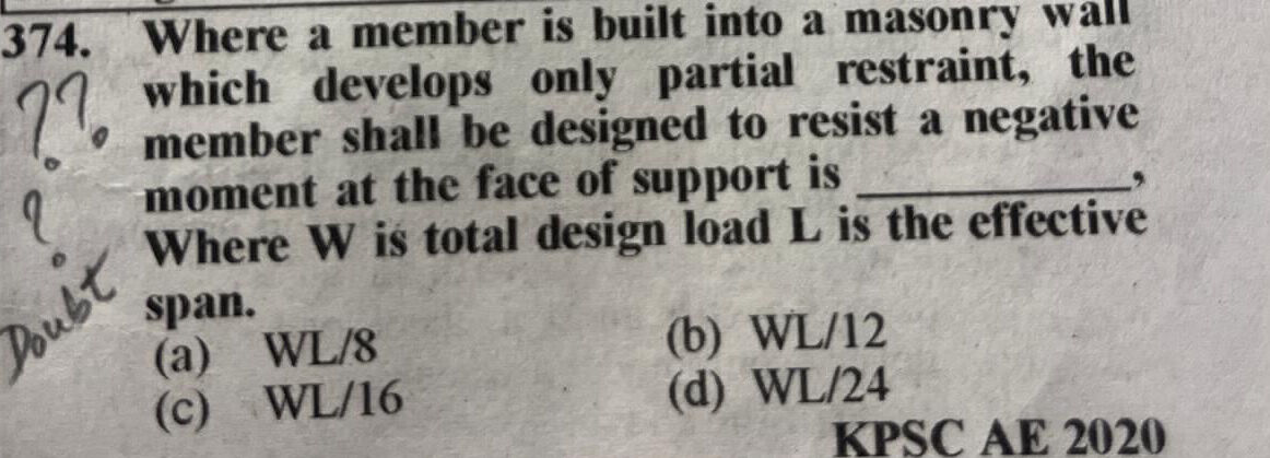 374. Where a member is built into a masonry | StudyX
