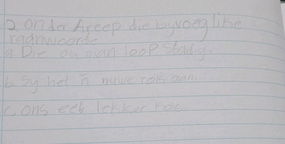 2 onder Areep die byvoeglike raghwoorde a. | StudyX