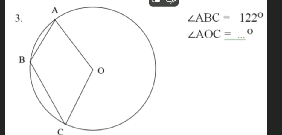 Find Angle AOC Given Angle ABC in a Circle | StudyX