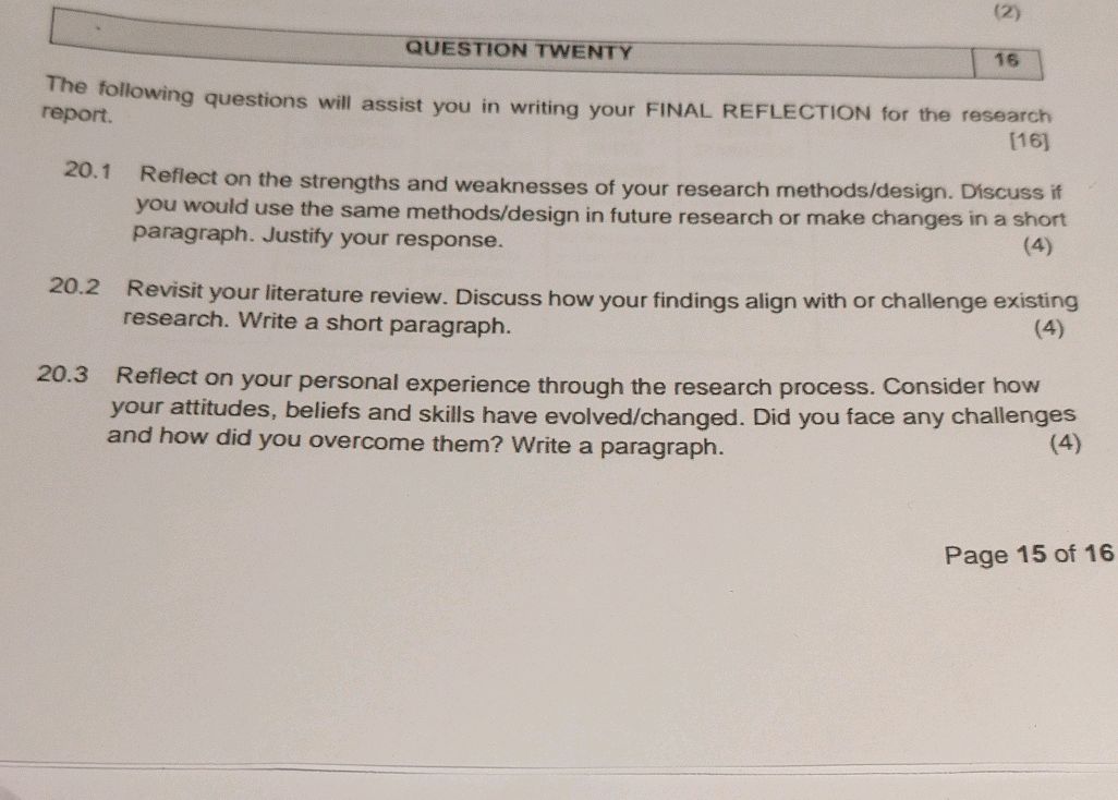 20.1 Reflect on the strengths and weaknesses