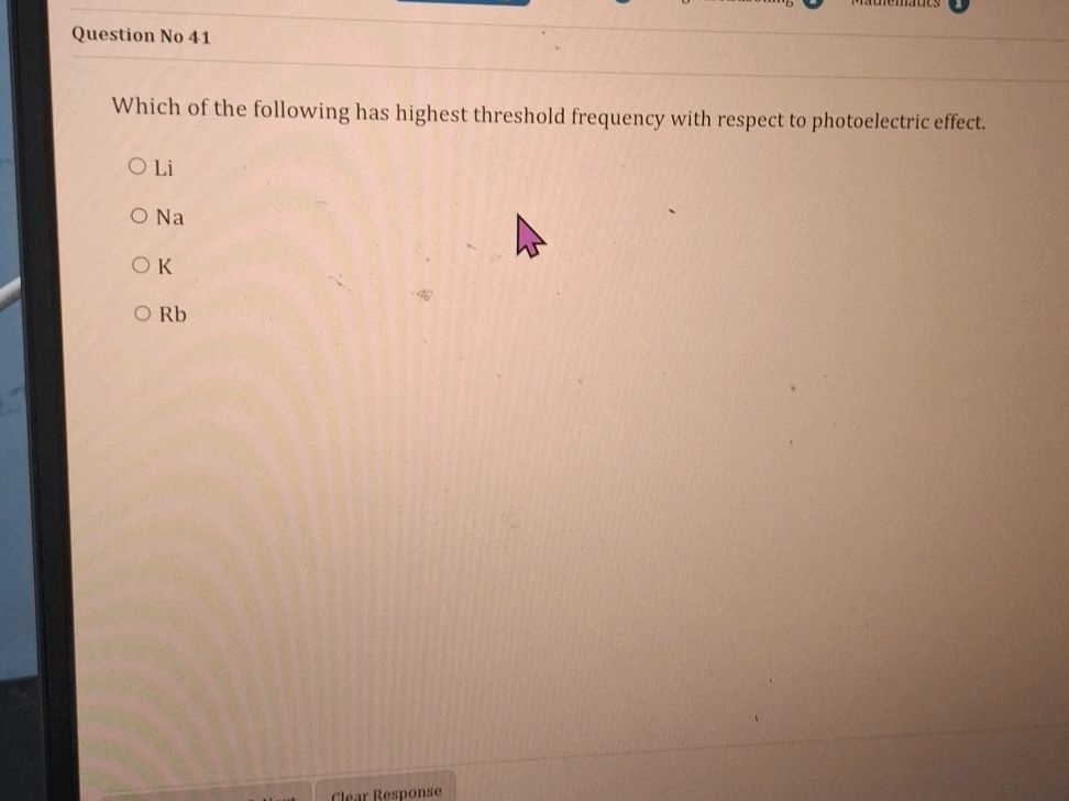 Which of the following has highest threshold | StudyX