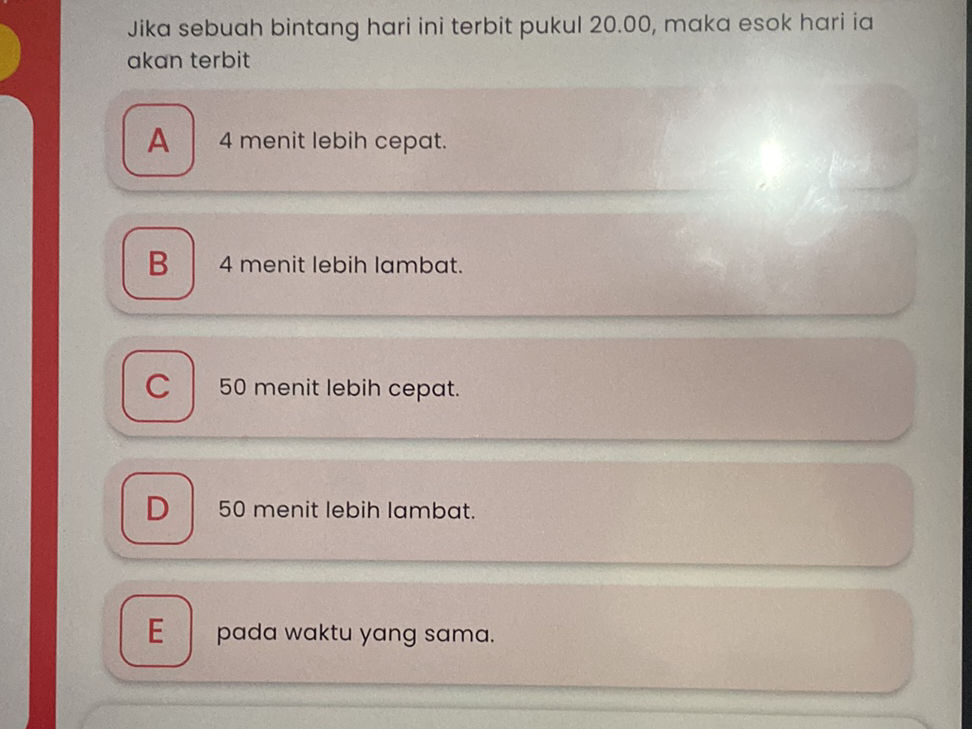 Jika sebuah bintang hari ini terbit pukul | StudyX