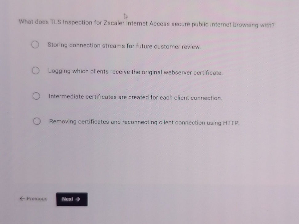 What does TLS Inspection for Zscaler | StudyX