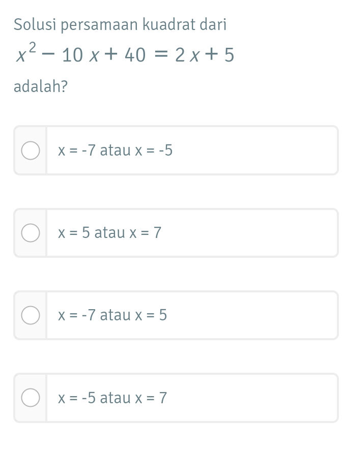 Solusi persamaan kuadrat dari $x^2 - 10x + | StudyX