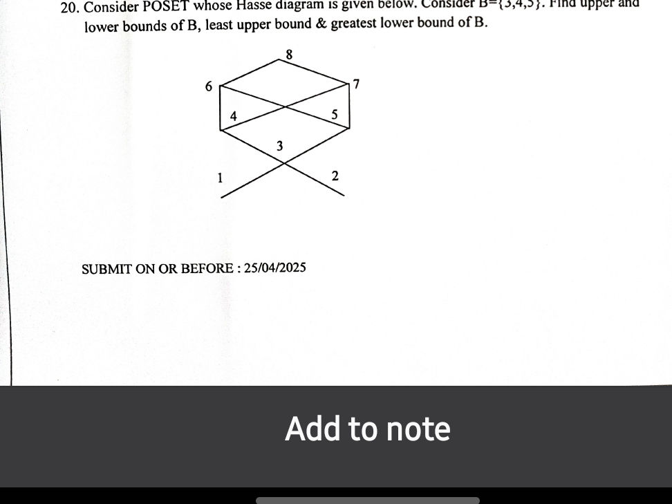 20. Consider POSET whose Hasse diagram is | StudyX