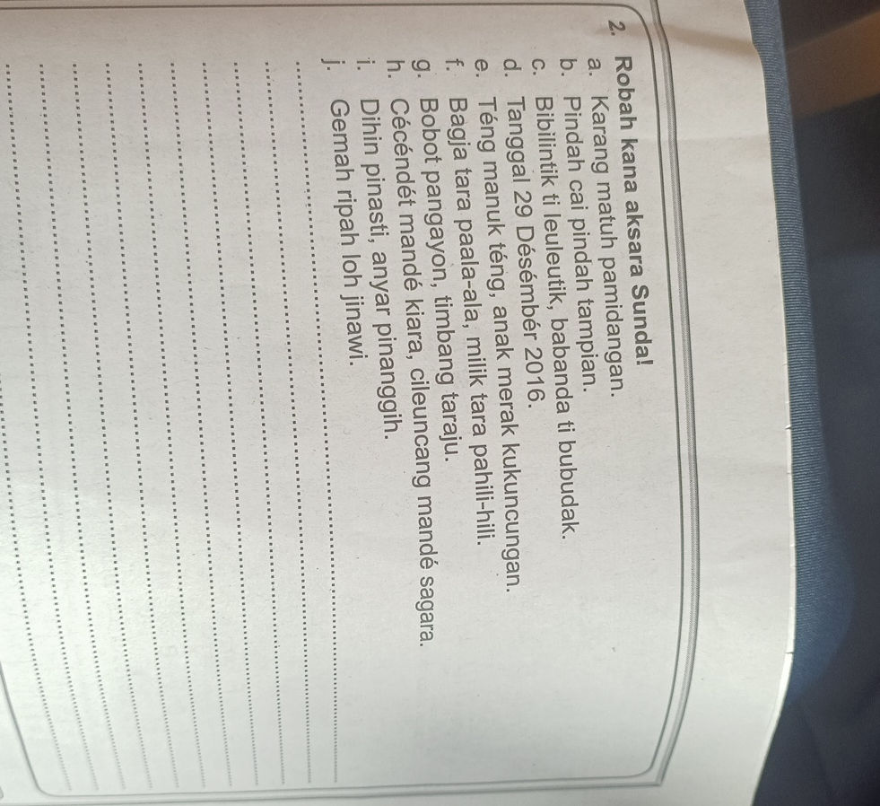 2. Robah kana aksara Sunda! a. Karang matuh | StudyX