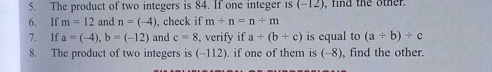 5. The product of two integers is 84. If one | StudyX