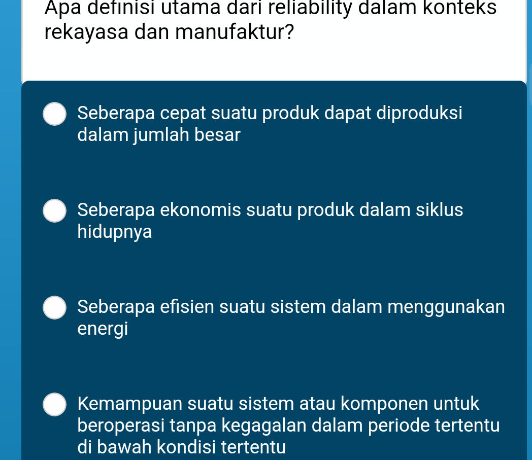 Apa definisi utama dari reliability dalam | StudyX