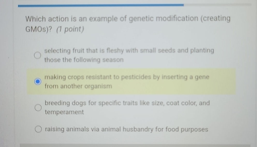 Which action is an example of genetic