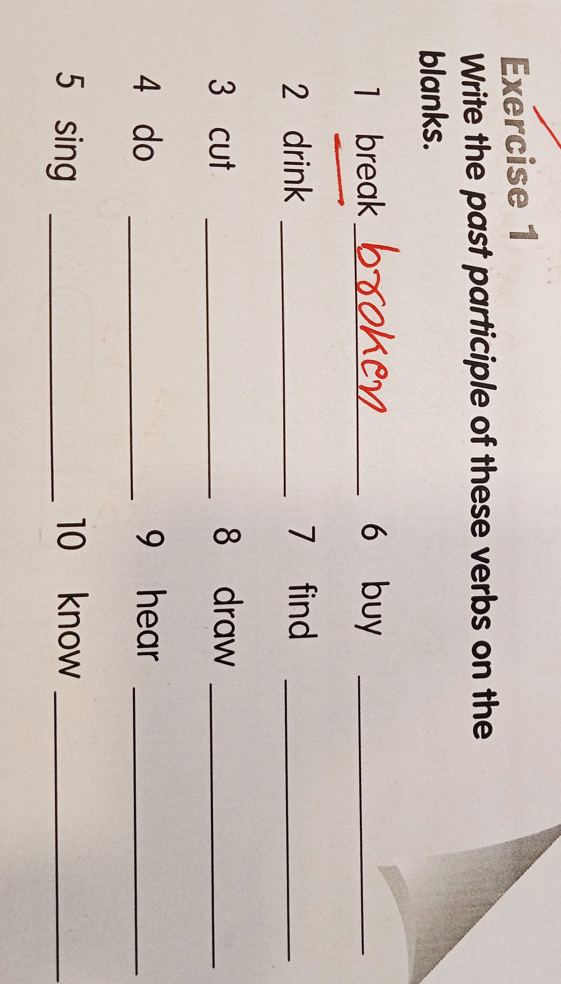 Write the past participle of these verbs on | StudyX