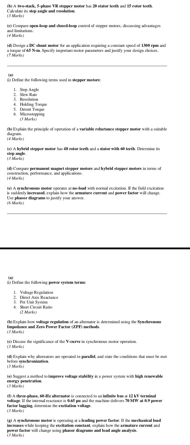 (b) A two-stack, 5-phase VR stepper motor | StudyX
