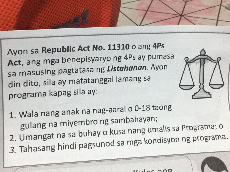 Ayon sa Republic Act No. 11310 o ang 4Ps | StudyX