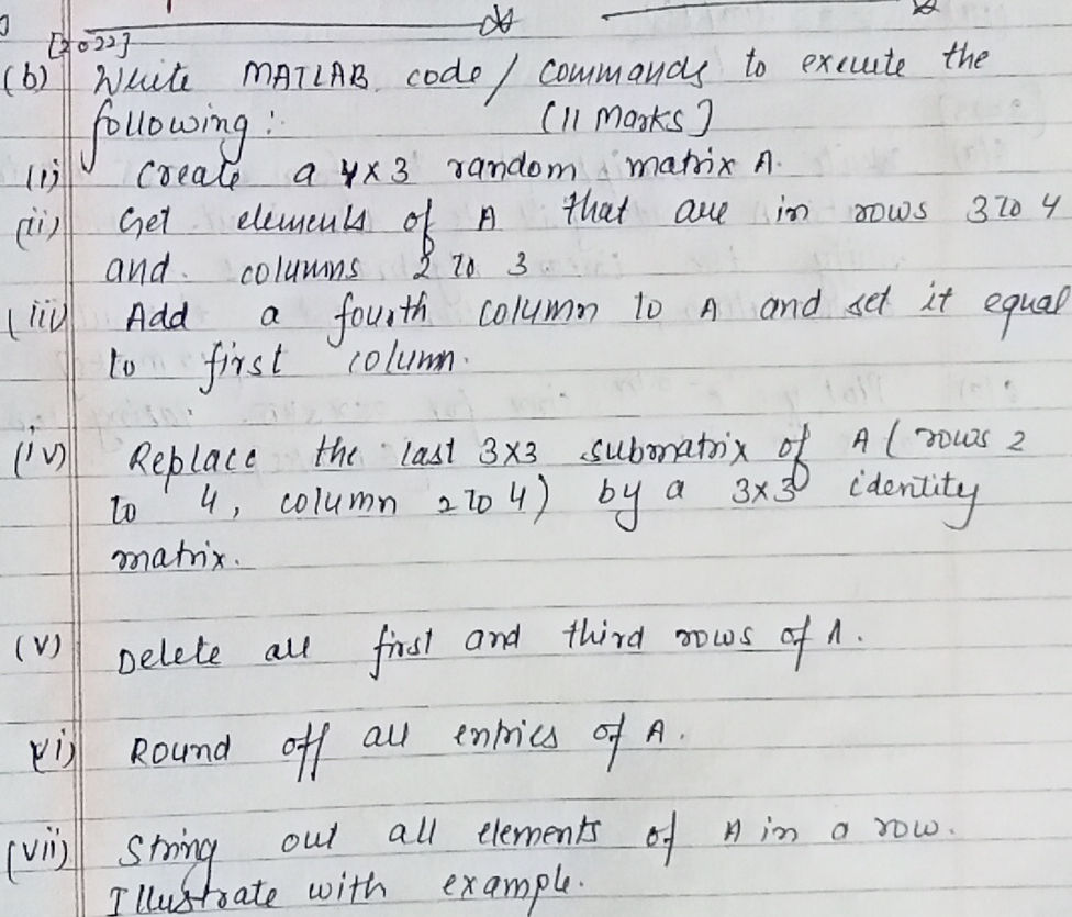 (b) Write MATLAB code / commands to execute | StudyX