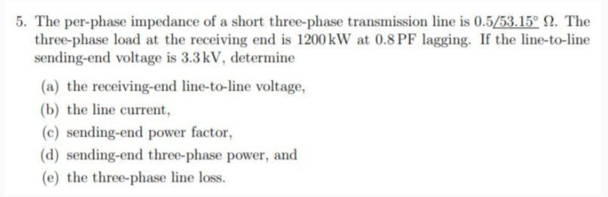 The per-phase impedance of a short