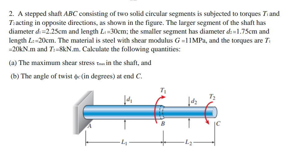 2. A stepped shaft ABC consisting of two | StudyX