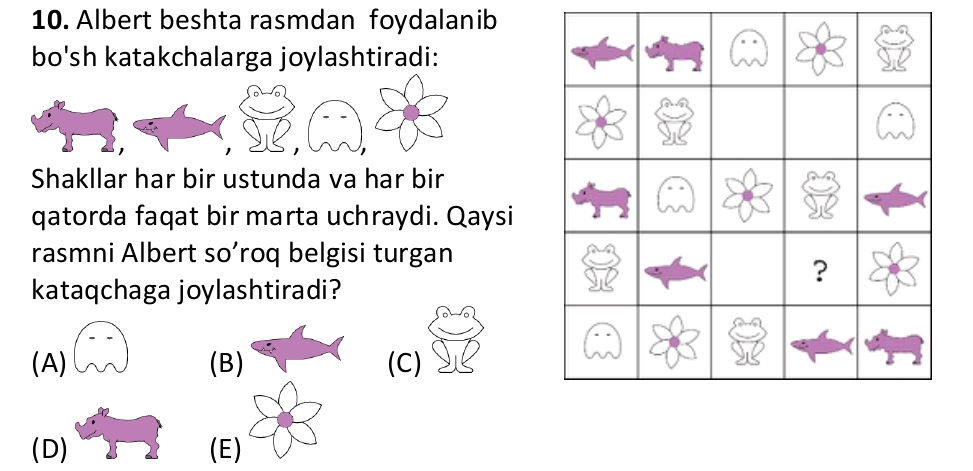 10. Albert beshta rasmdan foydalanib bo'sh | StudyX