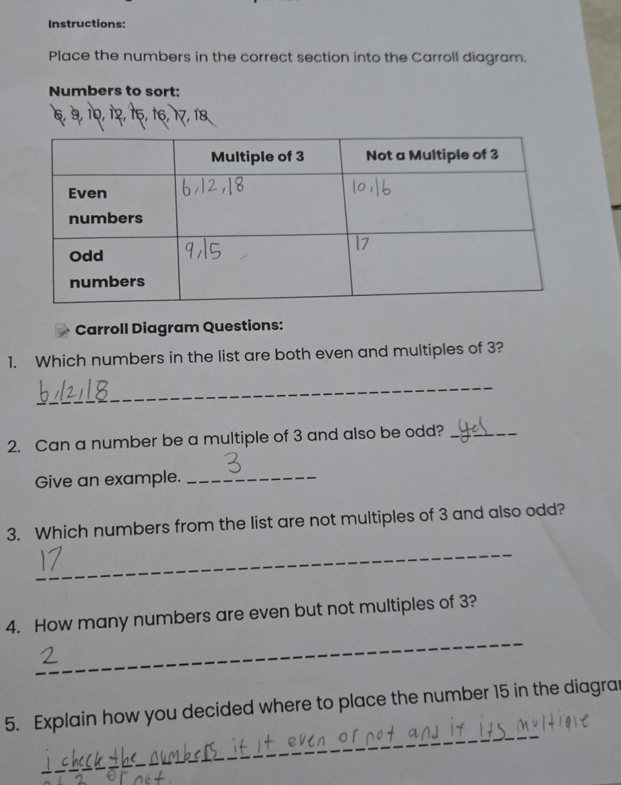 Instructions: Place the numbers in the | StudyX