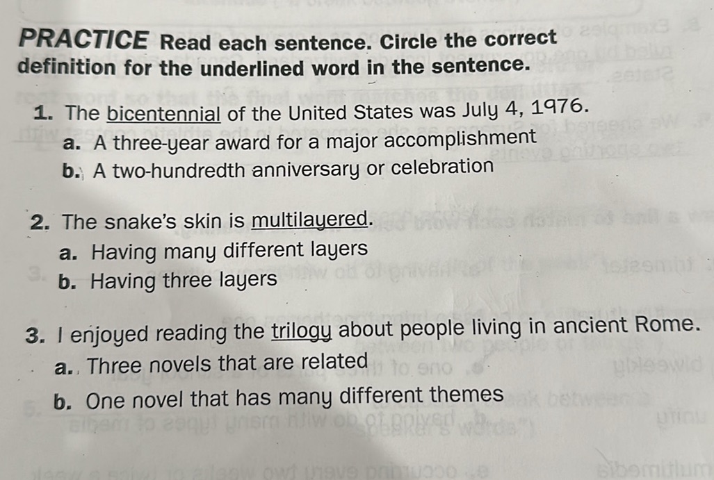 Read each sentence. Circle the correct | StudyX