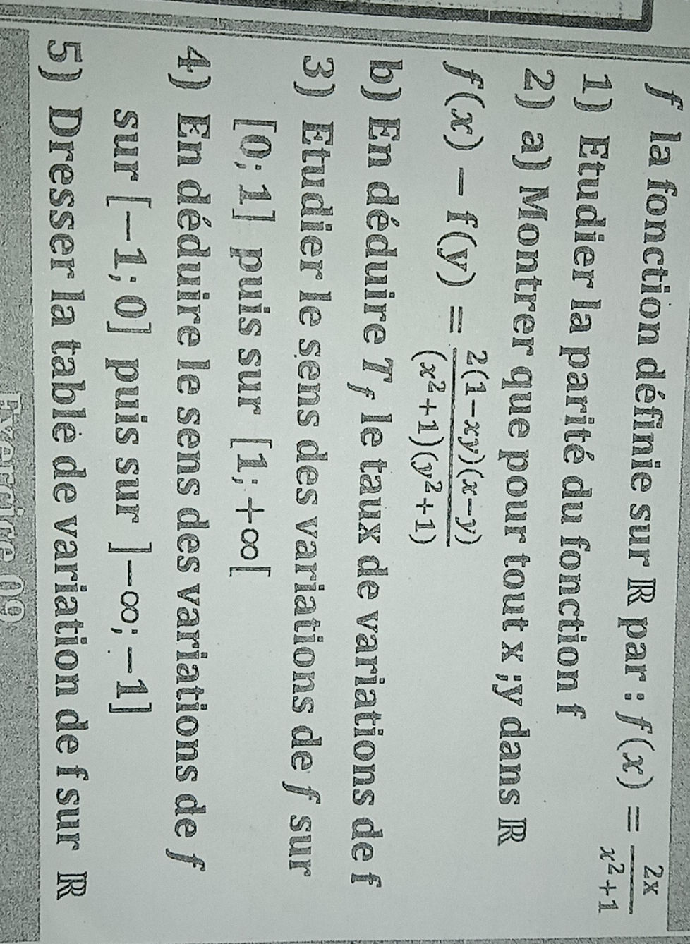 f la fonction définie sur R par : $f(x) = | StudyX
