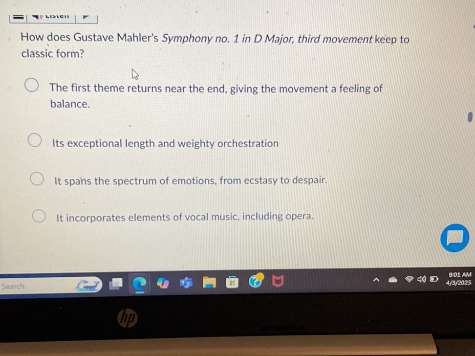 How does Gustave Mahler's Symphony no. 1 in | StudyX