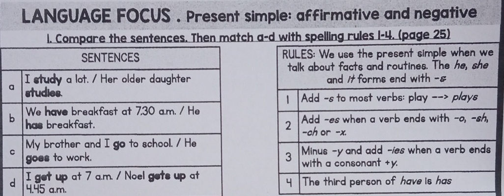 LANGUAGE FOCUS . Present simple: affirmative | StudyX